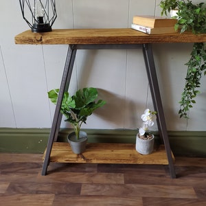 Console Table,splayed Leg, Tall Hall Table With Shelf, Solid Wood ...