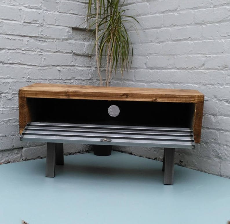 Tall Tv Stand Rustic Industrial Tv Cabinet With Metal Grill to - Etsy UK