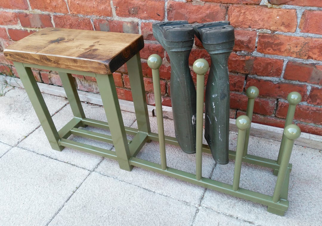 Welly Rack for 4 Pairs of Wellies With Seat, Boot Rack, Boot Storage ...