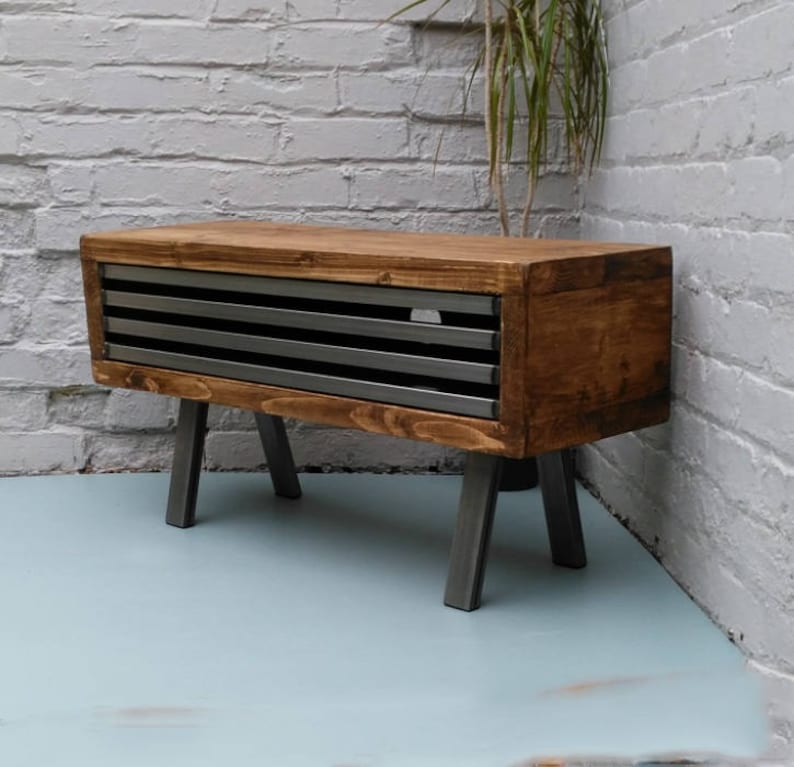 Tall Tv Stand Rustic Industrial Tv Cabinet With Metal Grill to - Etsy UK