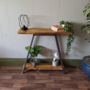 Console Table,splayed Leg, Tall Hall Table With Shelf, Solid Wood Entryway Table - Etsy