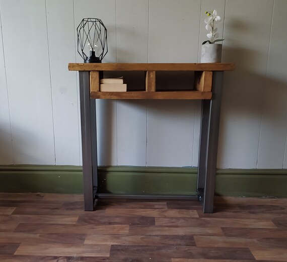 Console Table Chunky Wood With Centre Partition Contemporary - Etsy