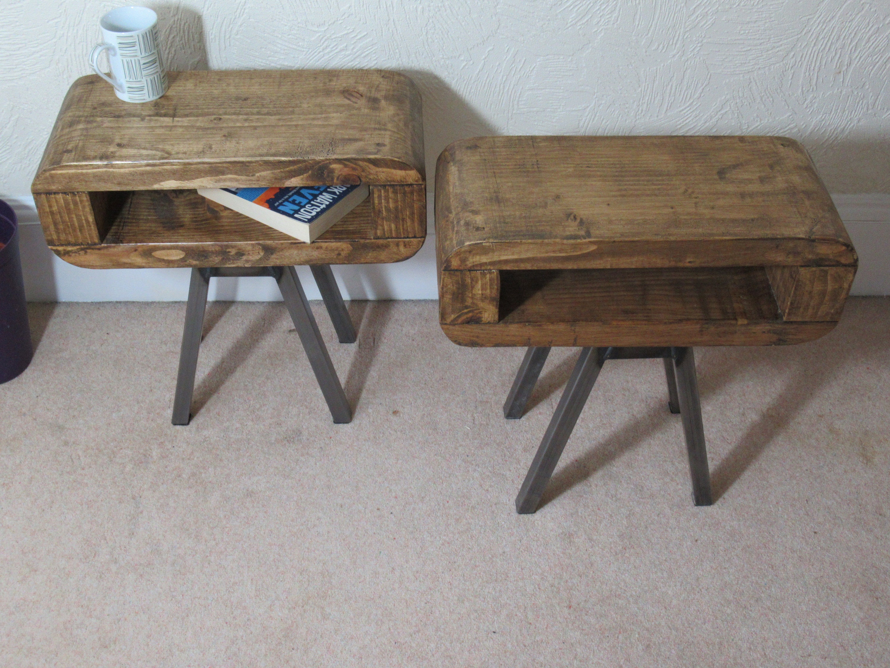 Bedside tables Retro style Slim side bedside tables rustic | Etsy