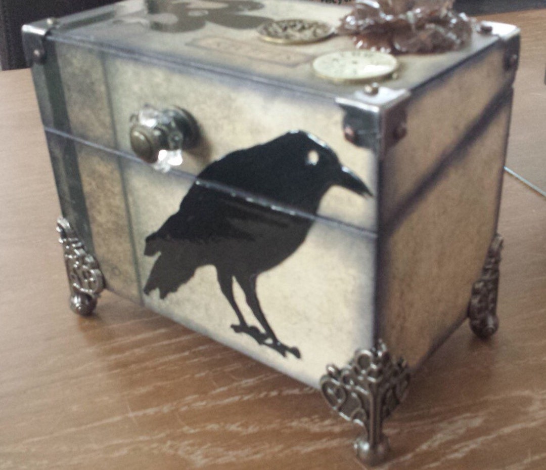 Raven Themed Vintage Trunk Inspired Recipe Box - Etsy