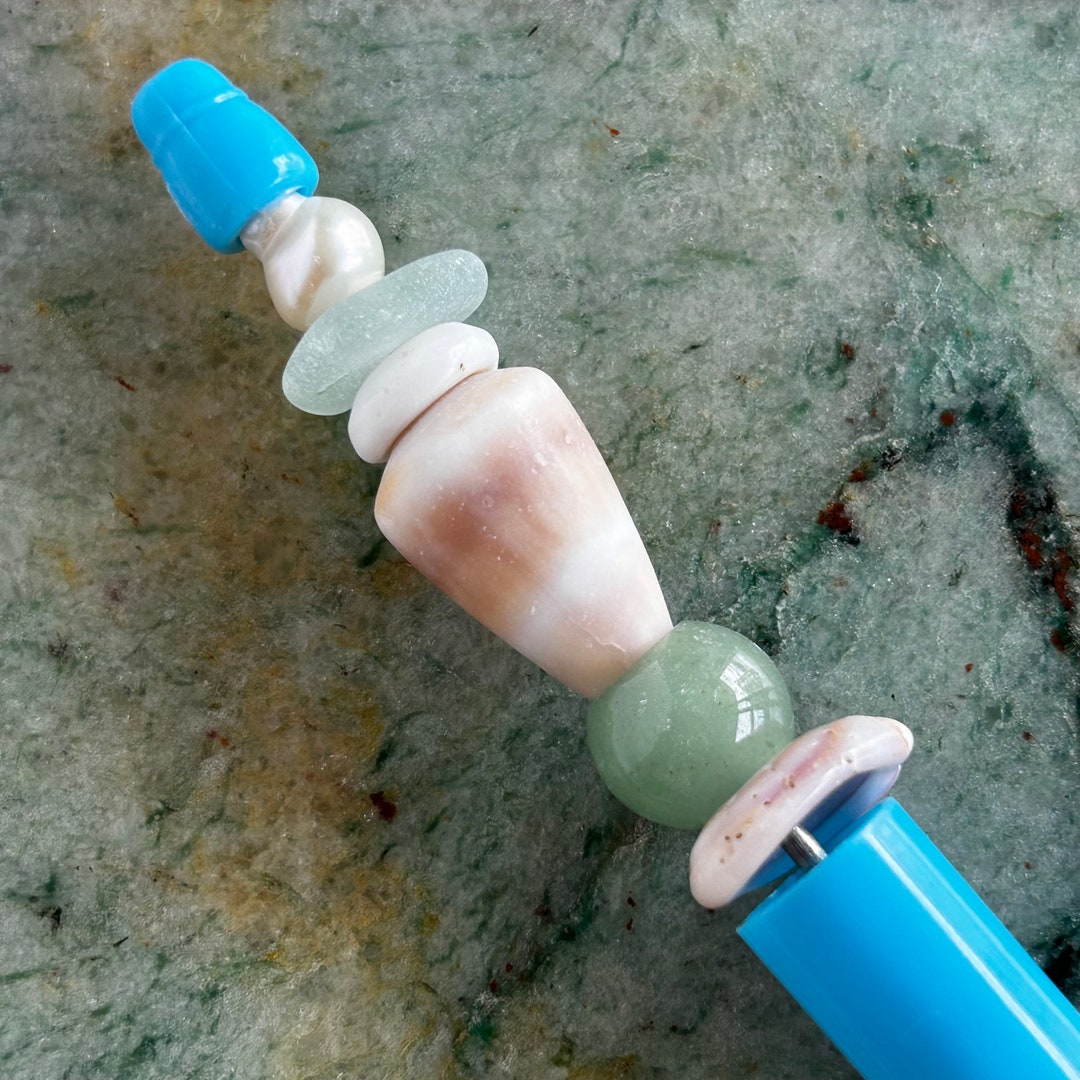 Hawaiian Shells and Sea Glass Fidget Pen Spinning Puka Shells Stress ...