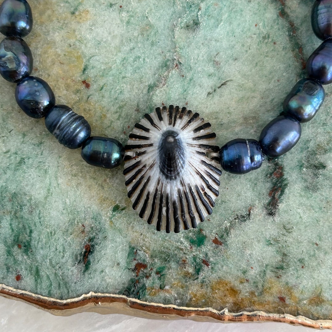 Hawaiian Opihi Limpet Shell and Pearl Stretch Bracelet - Etsy