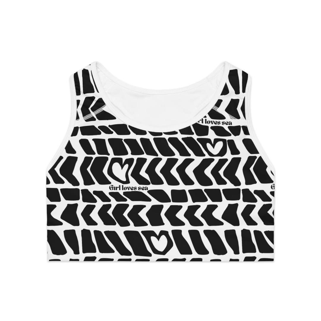 Hebrew Cone Shell Pattern and Heart Print Workout Top Sports Bra Swim ...