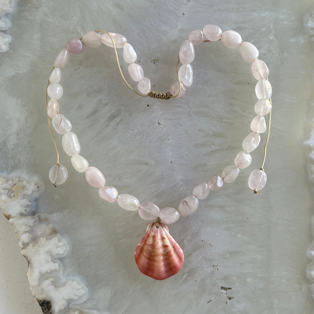 Japanese Shell and Gemstone Adjustable Necklace - Etsy