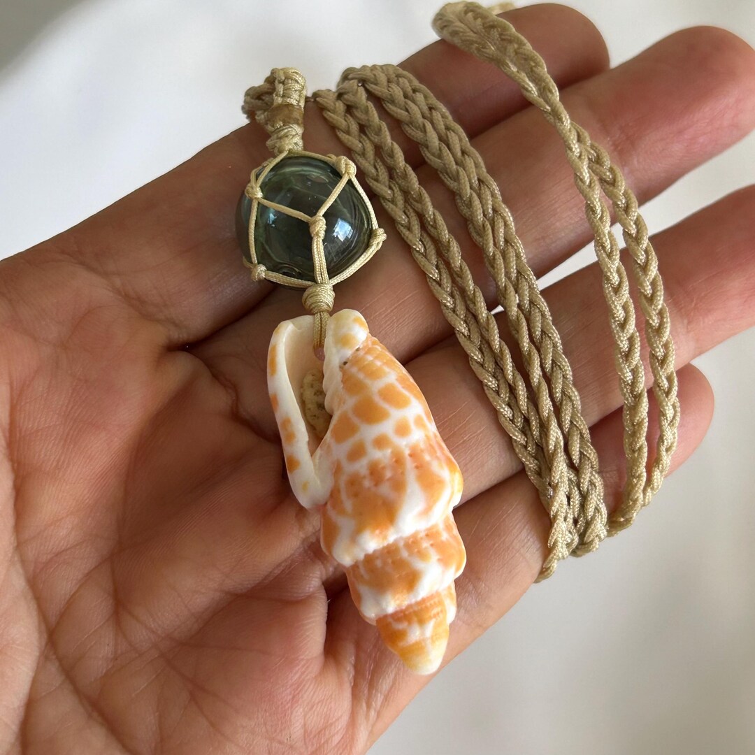Hawaiian Miter Shell and Miniature Glass Float Customizable Necklace - Etsy