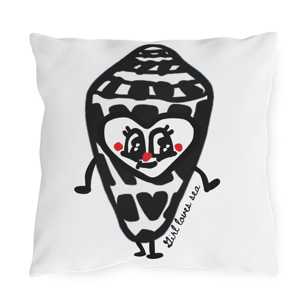 Hebrew Cone Shell Character Print Outdoor Pillow | Pink Plaid Sweet ...