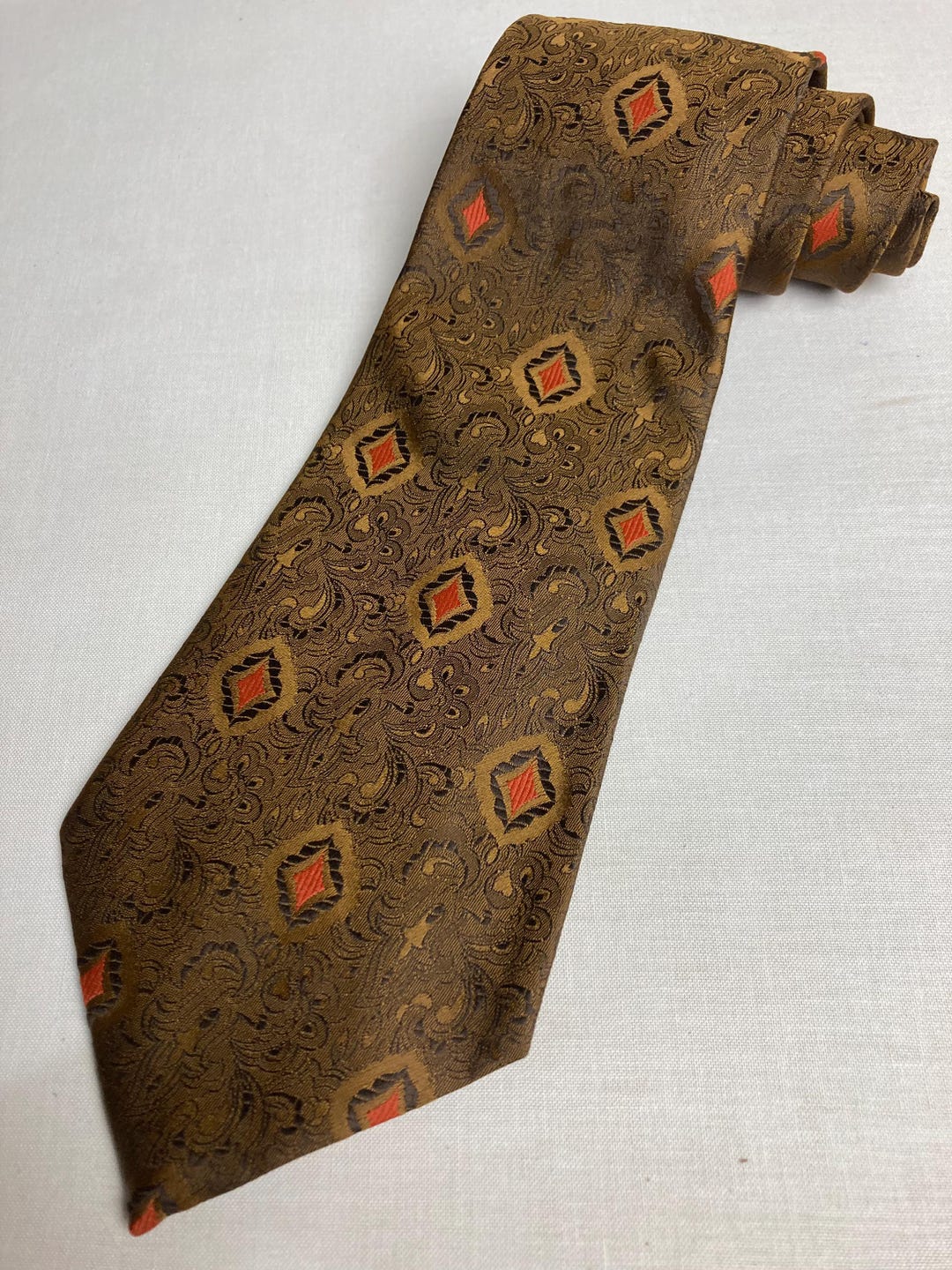 Vintage 1970's Wide Kipper Tie Made in Malta Jacquard Woven Polyester ...