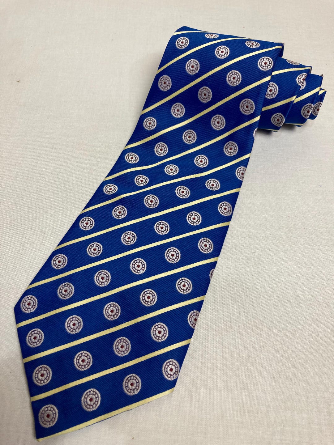 Vintage 70s Kipper Tie: Wide Jacquard Woven Polyester, Made in Malta - Etsy