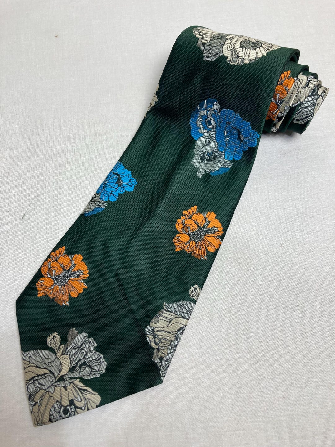 Vintage 1970's Wide Kipper Tie Diamond Check Abstract Jacquard Woven ...