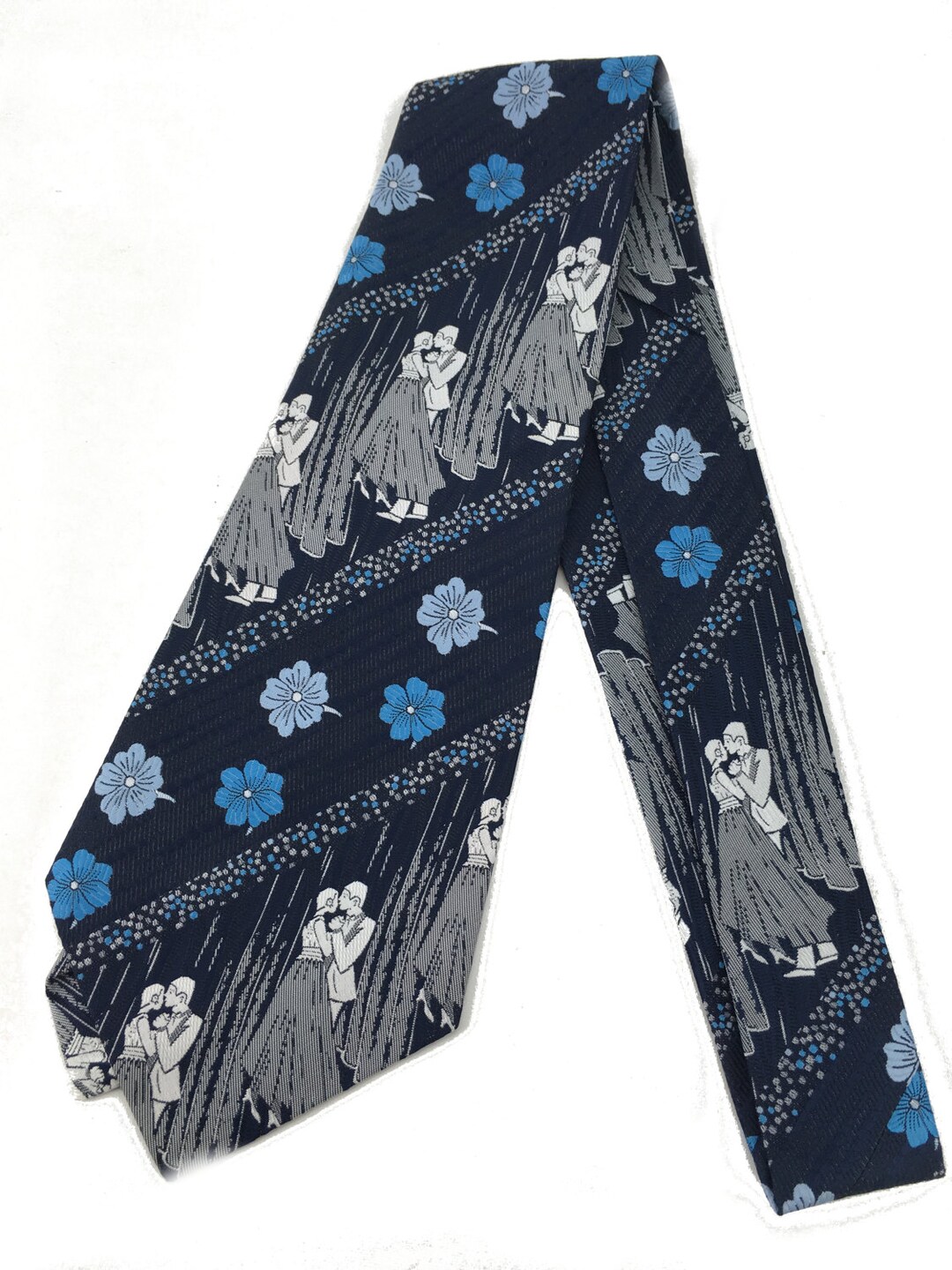 Vintage 1970's Wide Kipper Tie Dancing Couple Art Deco Made in Malta ...