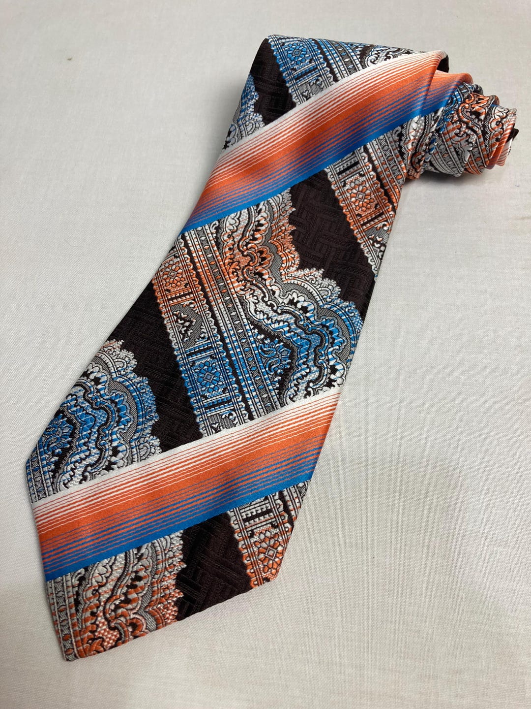 Vintage 1970's Wide Kipper Tie Stripe Bright and Funky Made in Malta ...