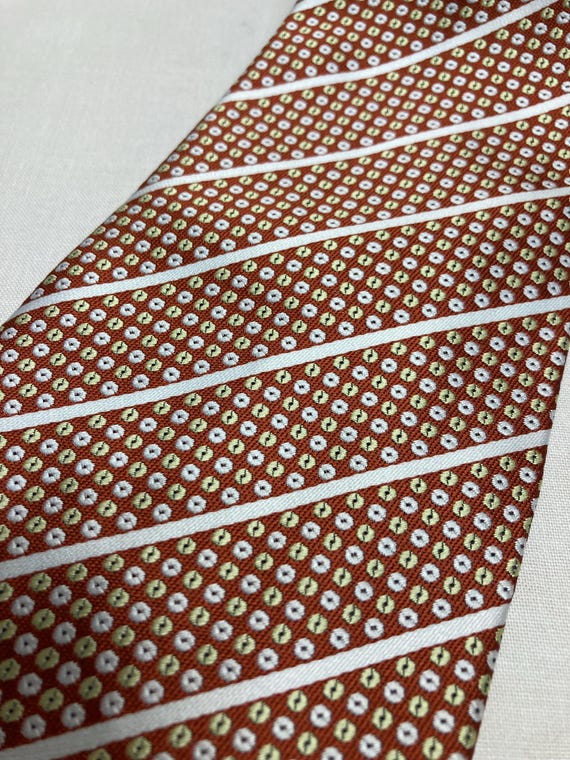 Vintage 70s Kipper Tie: Wide Jacquard Woven Geometric… - Gem