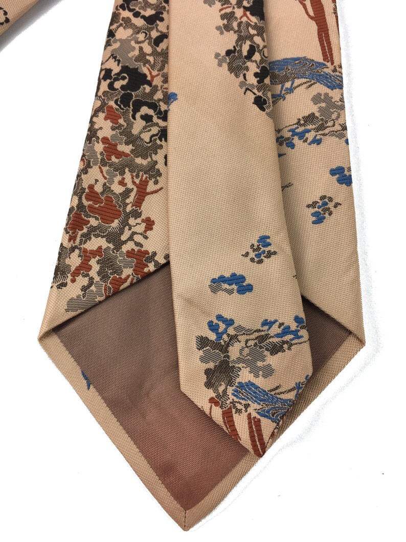 Vintage 1970's Wide Kipper Tie Intricate Tree and Bird - Etsy