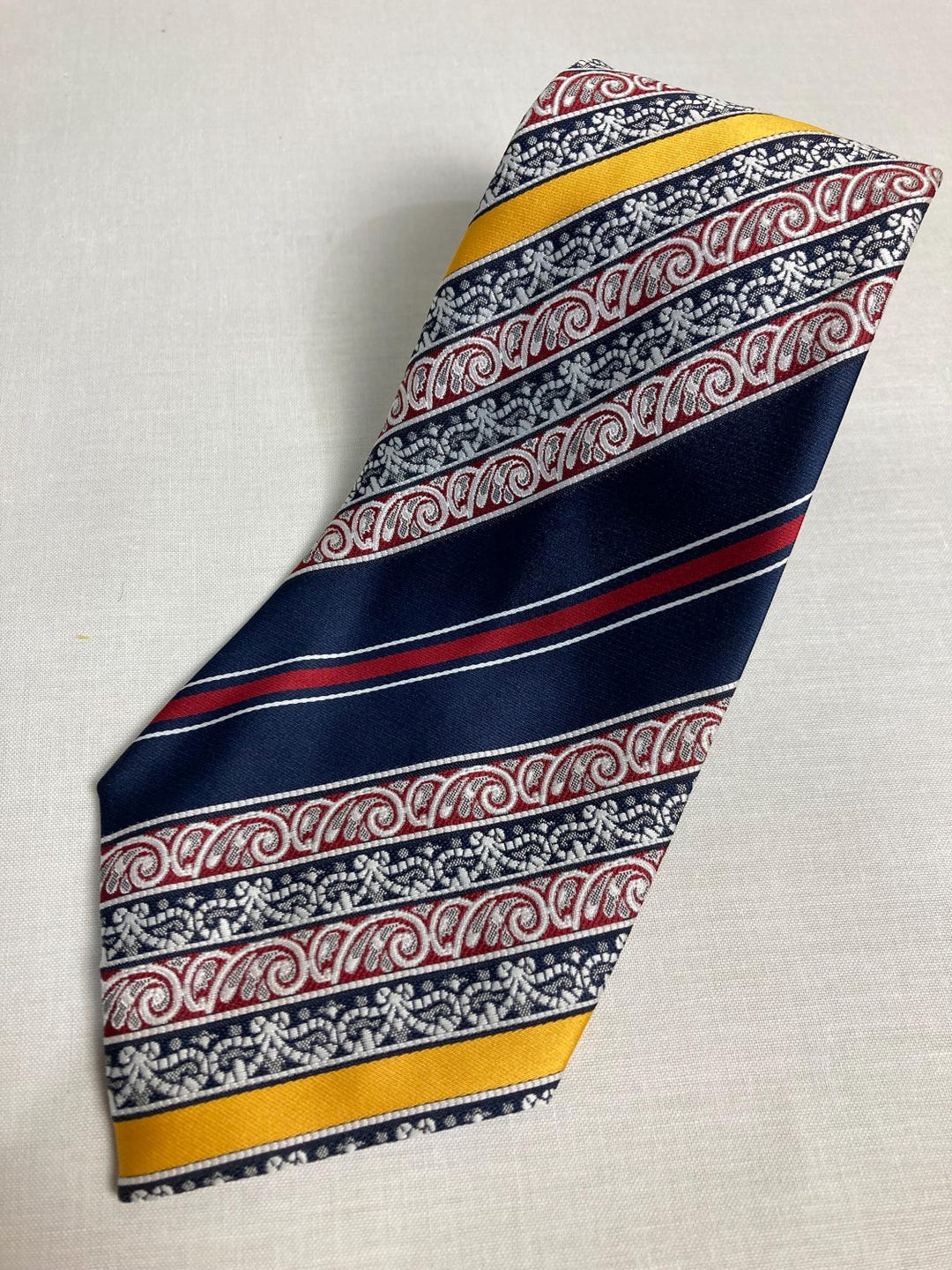 Vintage 1970's Wide Kipper Tie Regimental Made in Malta Jacquard Woven ...