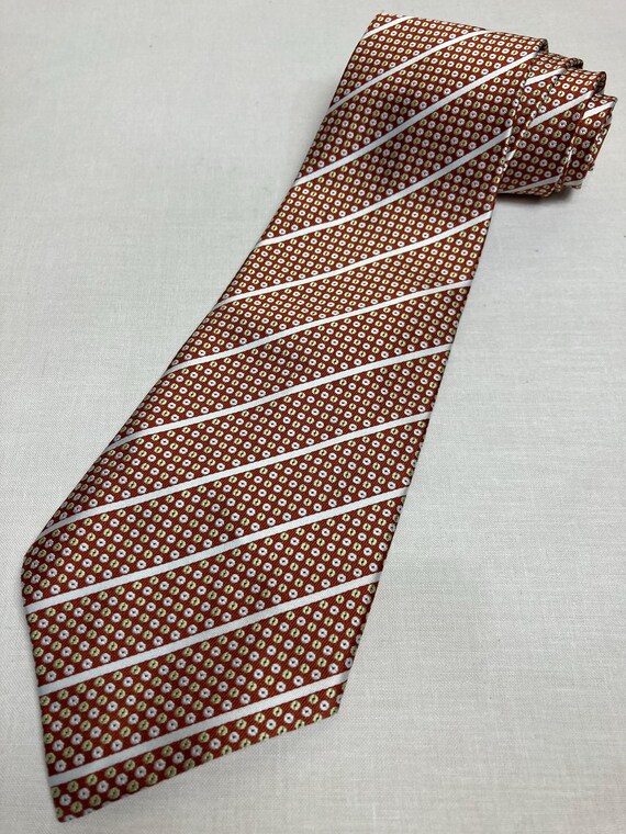 Vintage 70s Kipper Tie: Wide Jacquard Woven Geometric… - Gem
