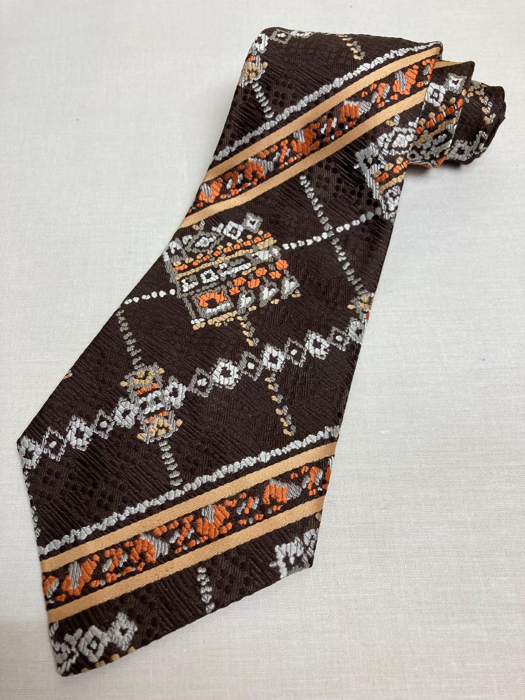 Vintage 1970's Wide Kipper Tie Made in Malta Jacquard Woven Polyester ...