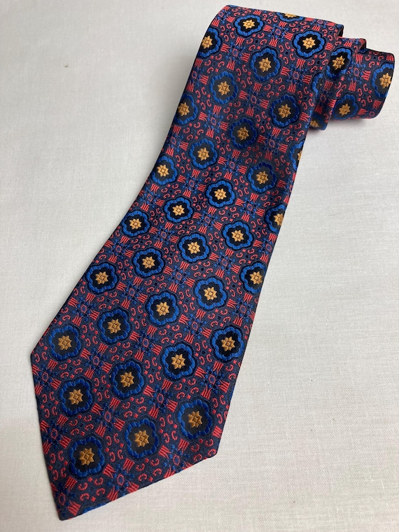 Vintage 70s Kipper Tie: Jacquard Woven Bohemian Wide … - Gem