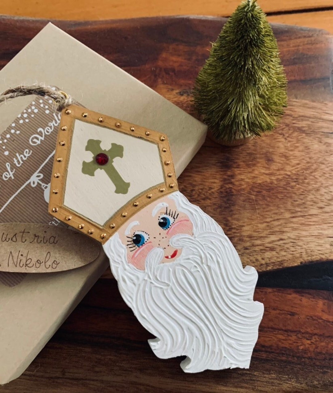 Austria St. Nikolo St Nicholas Santa Claus Ornament Handcrafted Painted ...