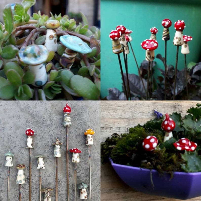 Tiny Glass Toadstool Pot Plant Decorations Indoor or Outdoor - Etsy UK