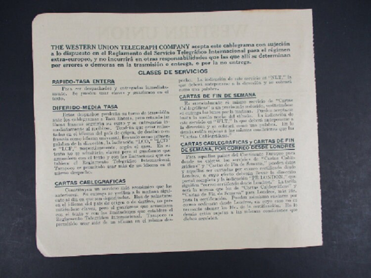 Rare 1920s Antique Western Union Blank Telegram Cablegrama | Etsy