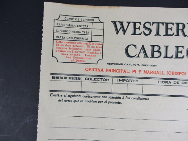 Rare 1920s Antique Western Union Blank Telegram Cablegrama | Etsy