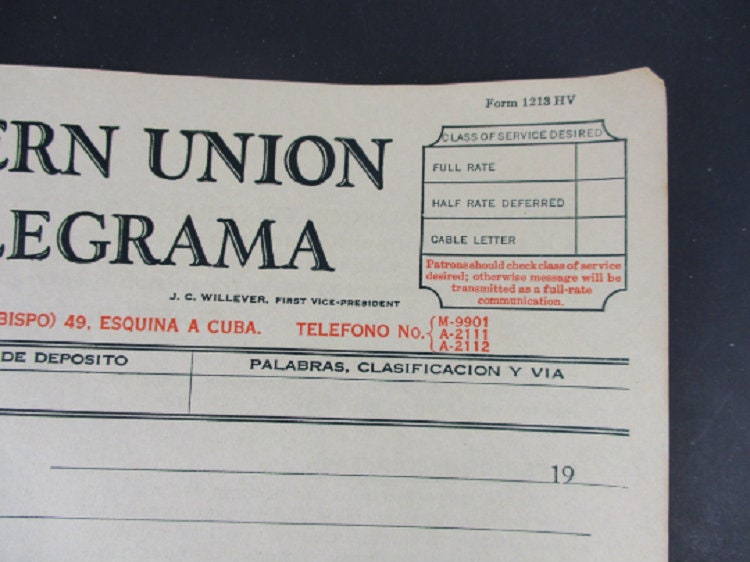 Rare 1920s Antique Western Union Blank Telegram Cablegrama - Etsy UK