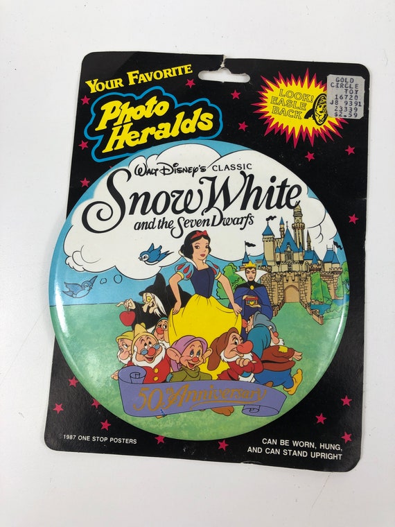 1980s Vintage Walt Disney Photo Heralds SNOW WHITE Bu… - Gem
