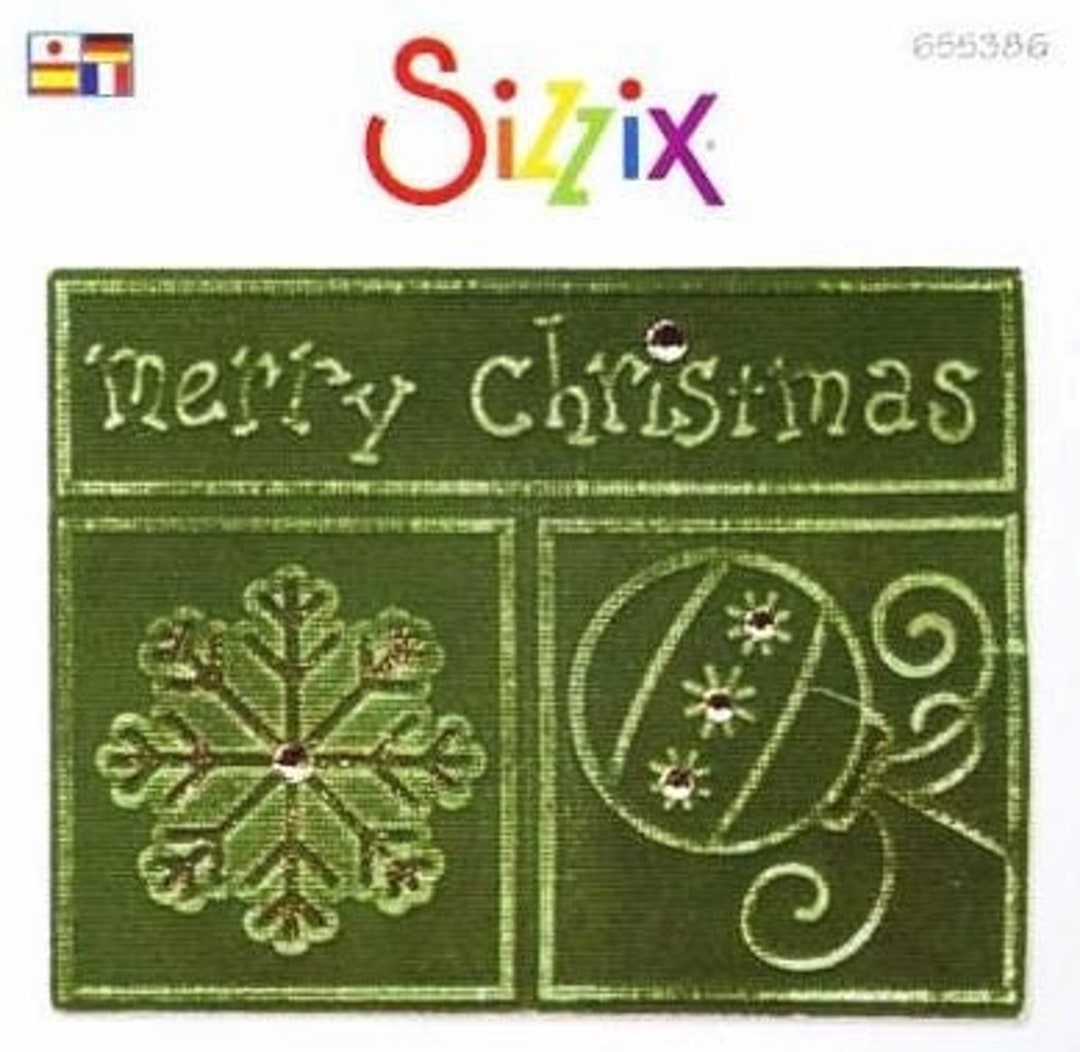 New SIZZIX XL EMBOSSLITS Die Merry Christmas Cut & Emboss A2 Card Size ...