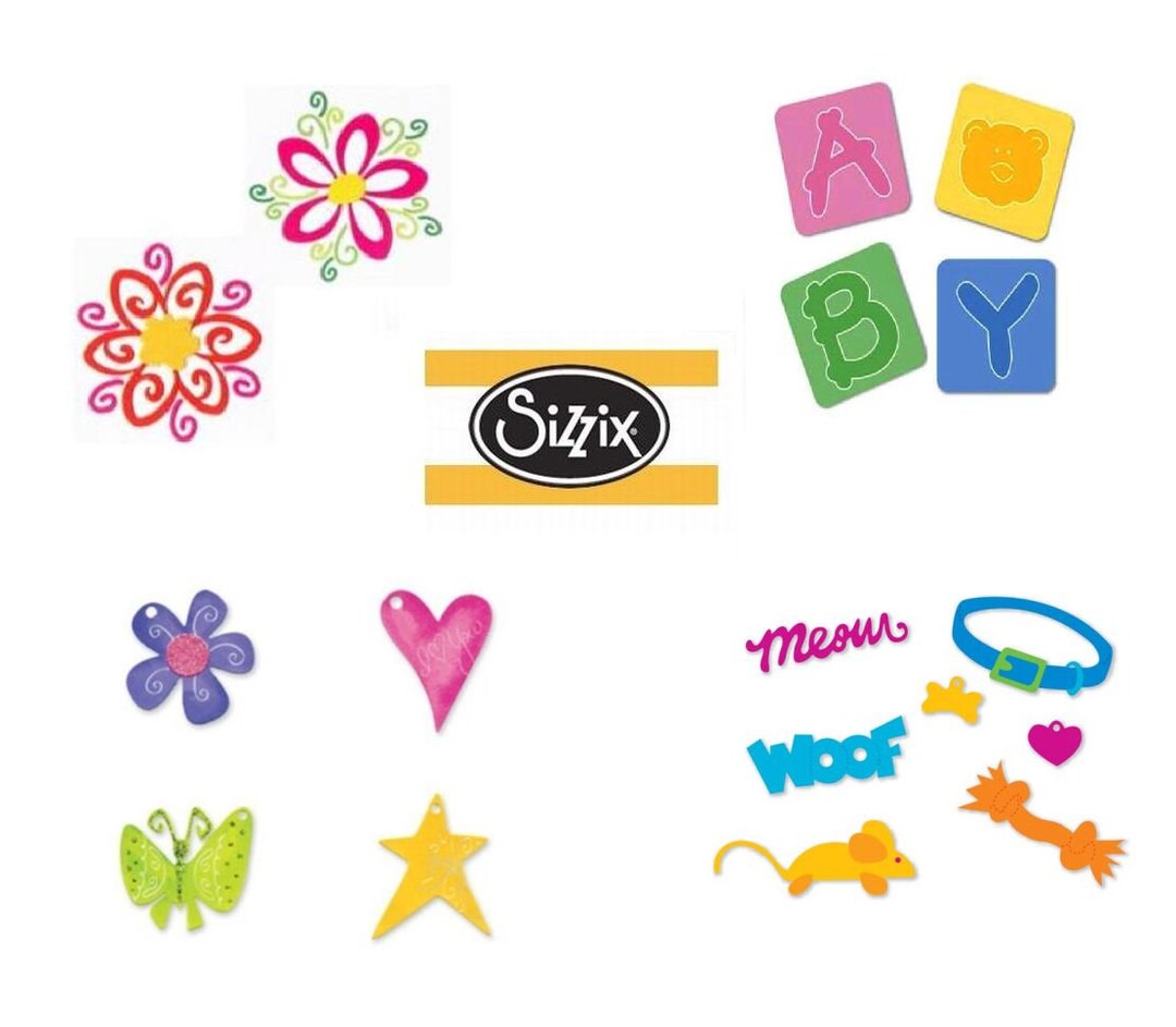 SIZZIX SIZZLITS 4 Die Sets Dies Embossing for Die Cutting Machines ...