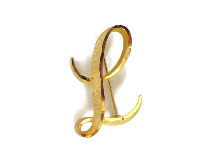 Vintage Letter L Brooch Mamselle Gold Tone Initial L Pin - Etsy