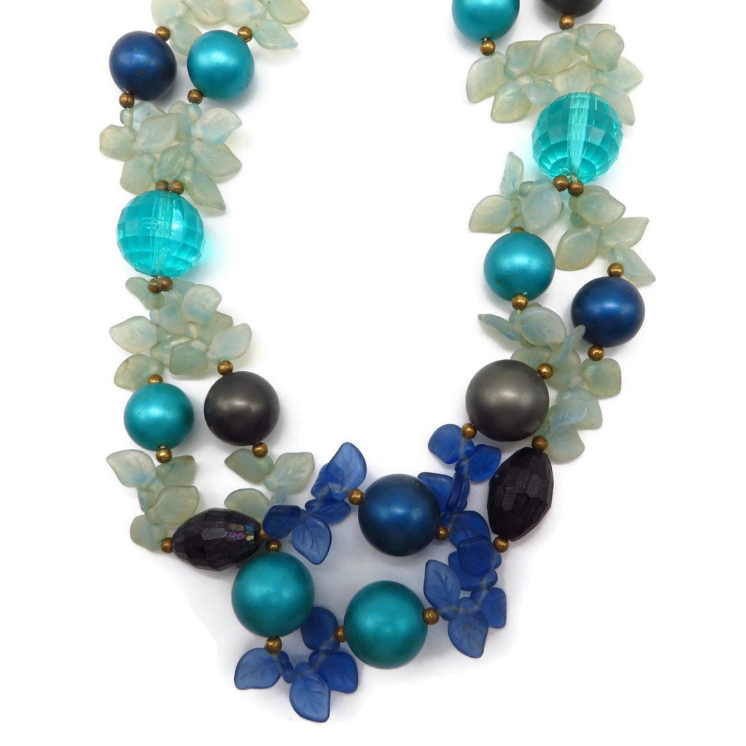 Eugene Multi-color Bead Necklace, Colorful Party Jewelry, Vintage Gift ...