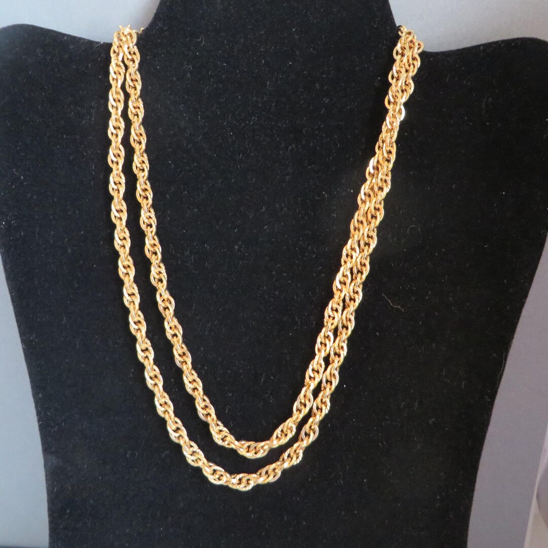 Lady Remington Gold Tone Rope Chain Necklace: Signed Vintage LR Jewelry ...
