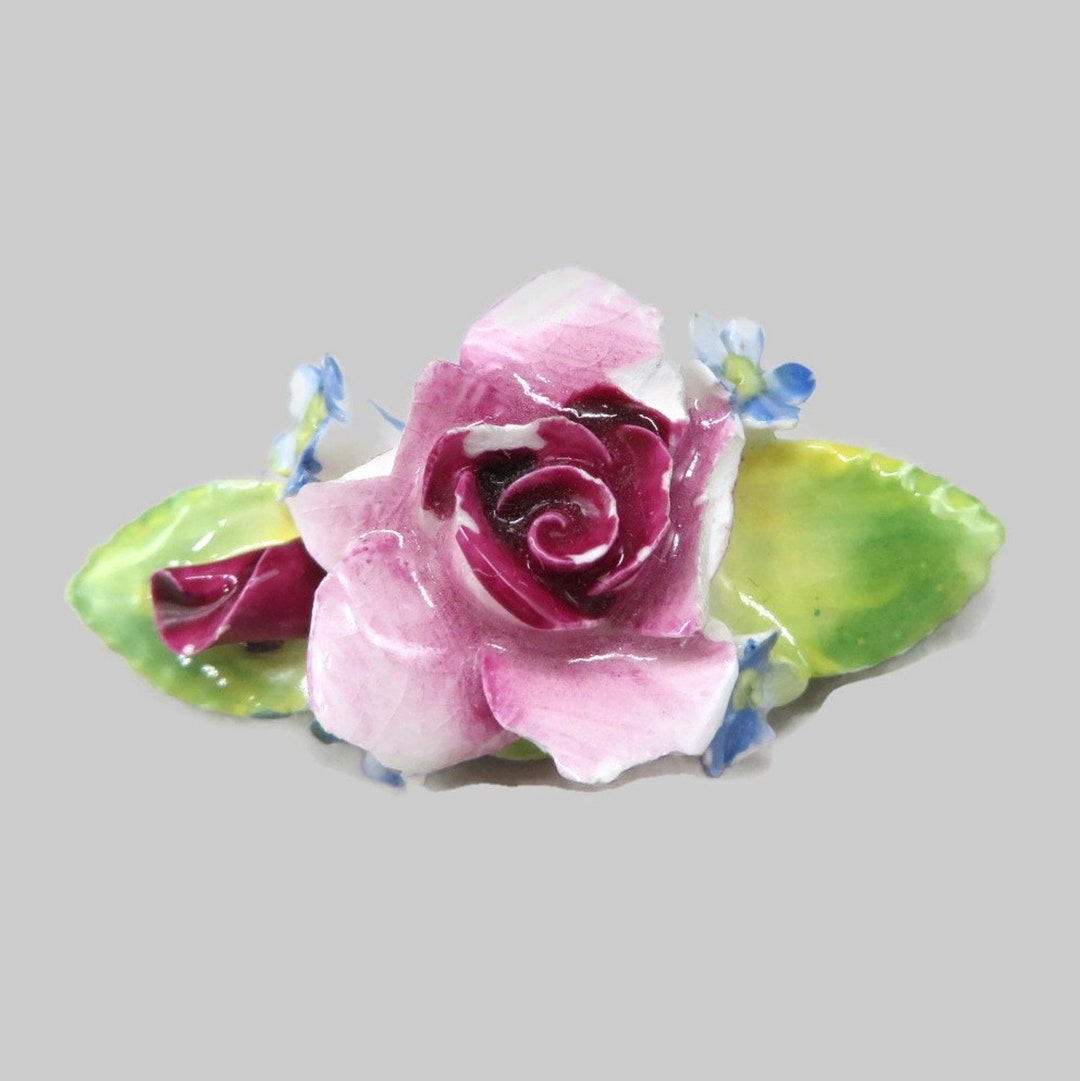 Vintage English Bone China Brooch Rose Floral Pin Chipped - Etsy