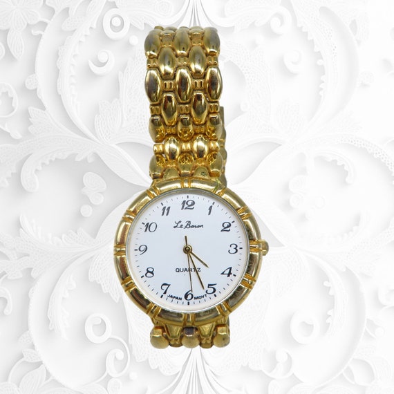 Vintage Le Baron Men's Watch 18K Gold Case Gold Tone … - Gem