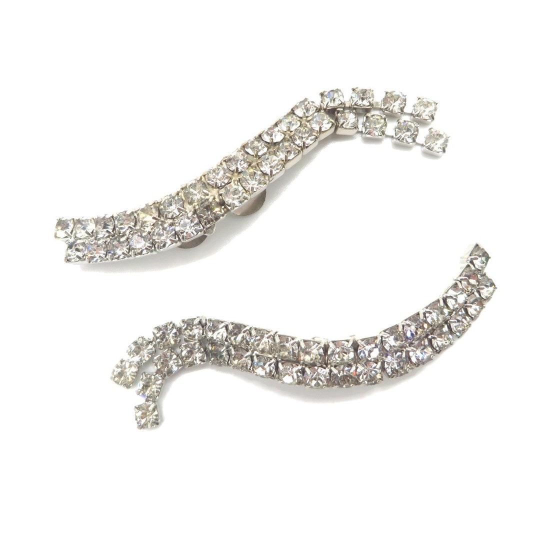 Rhinestone Shoe Clips Wavy Double Row Rhinestone Shoe Adornment Elegant ...