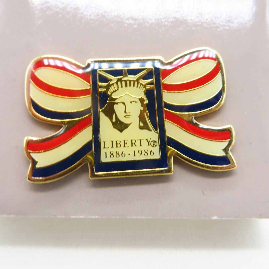 Vintage Avon Statue of Liberty Lapel Pin, Red, White and Blue, Gold ...
