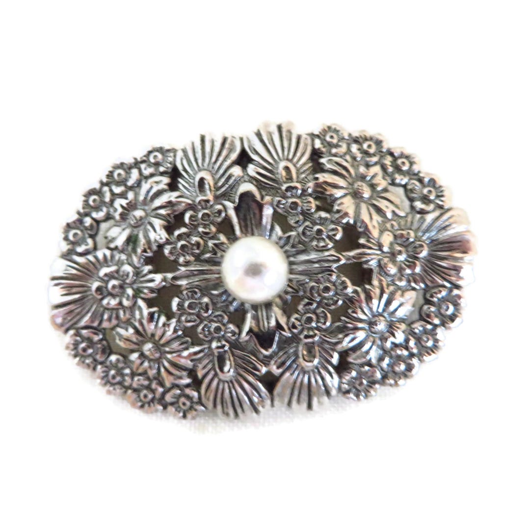 Vintage Floral Scarf Clip: Lieba U.S.A. Faux Pearl Scarf Holder - Etsy
