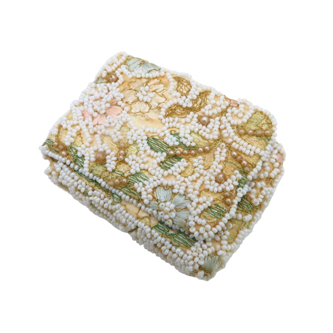 Vintage Cigarette Case White Beaded Embroidered Cigarette Holder - Etsy