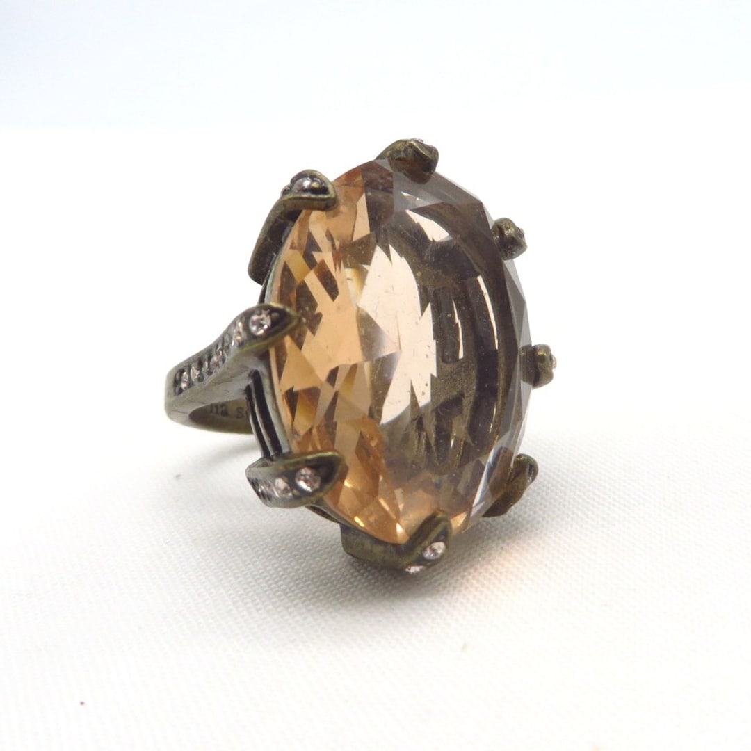 Vintage Lia Sophia Champagne Crystal Rhinestone Studded Ring Size 5 - Etsy