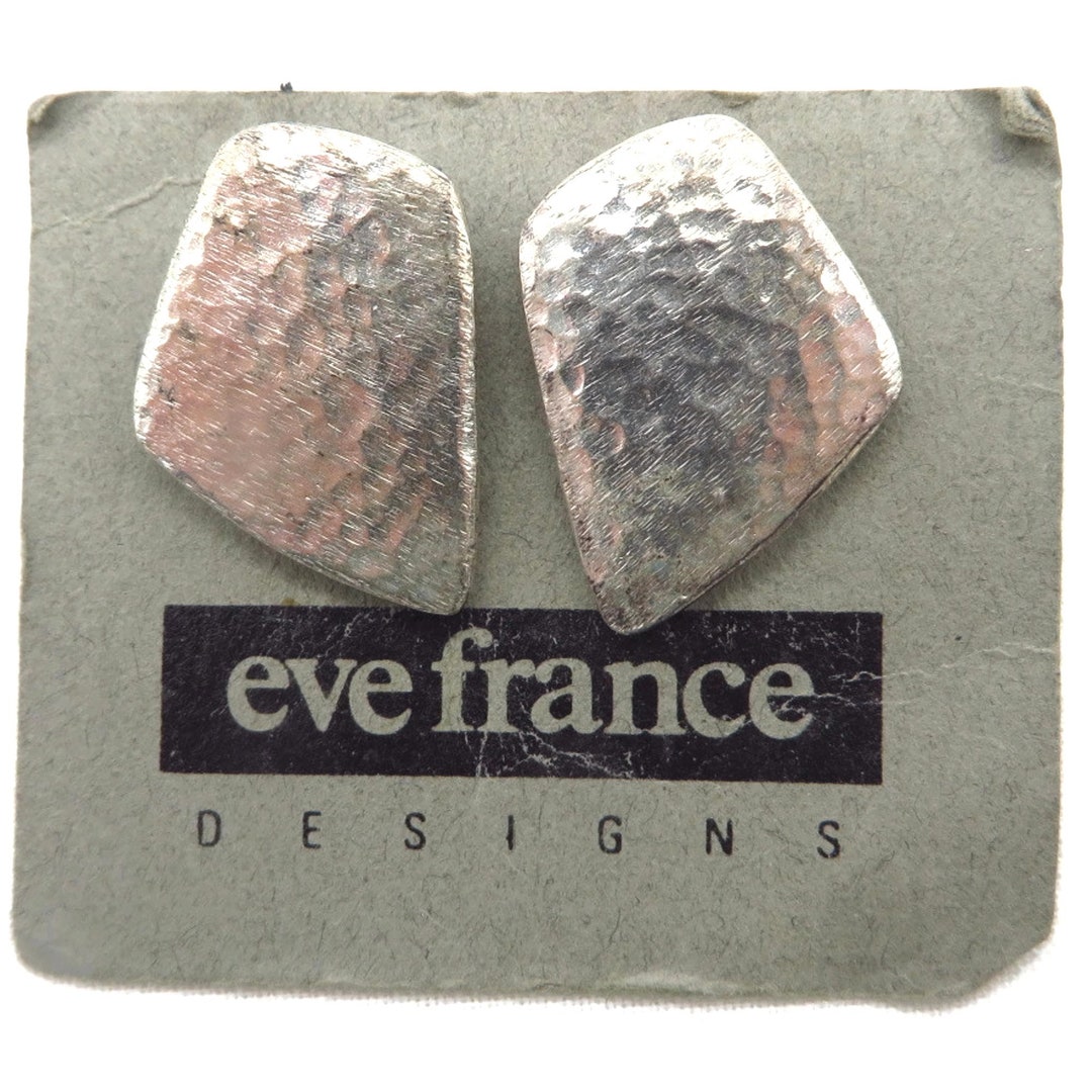 Vintage Eve France Hammered Silver Tone Stud Earrings, 1990s - Etsy