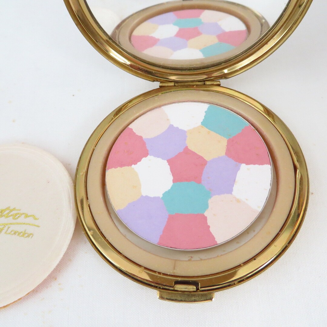 Vintage Compact Stratton Black Top, Rhinestone Encrusted, Multi-color ...