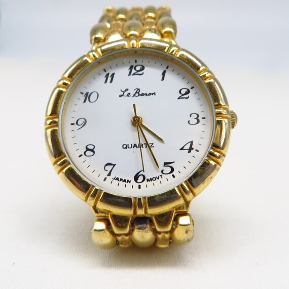 Vintage Le Baron Men's Watch 18K Gold Case Gold Tone … - Gem