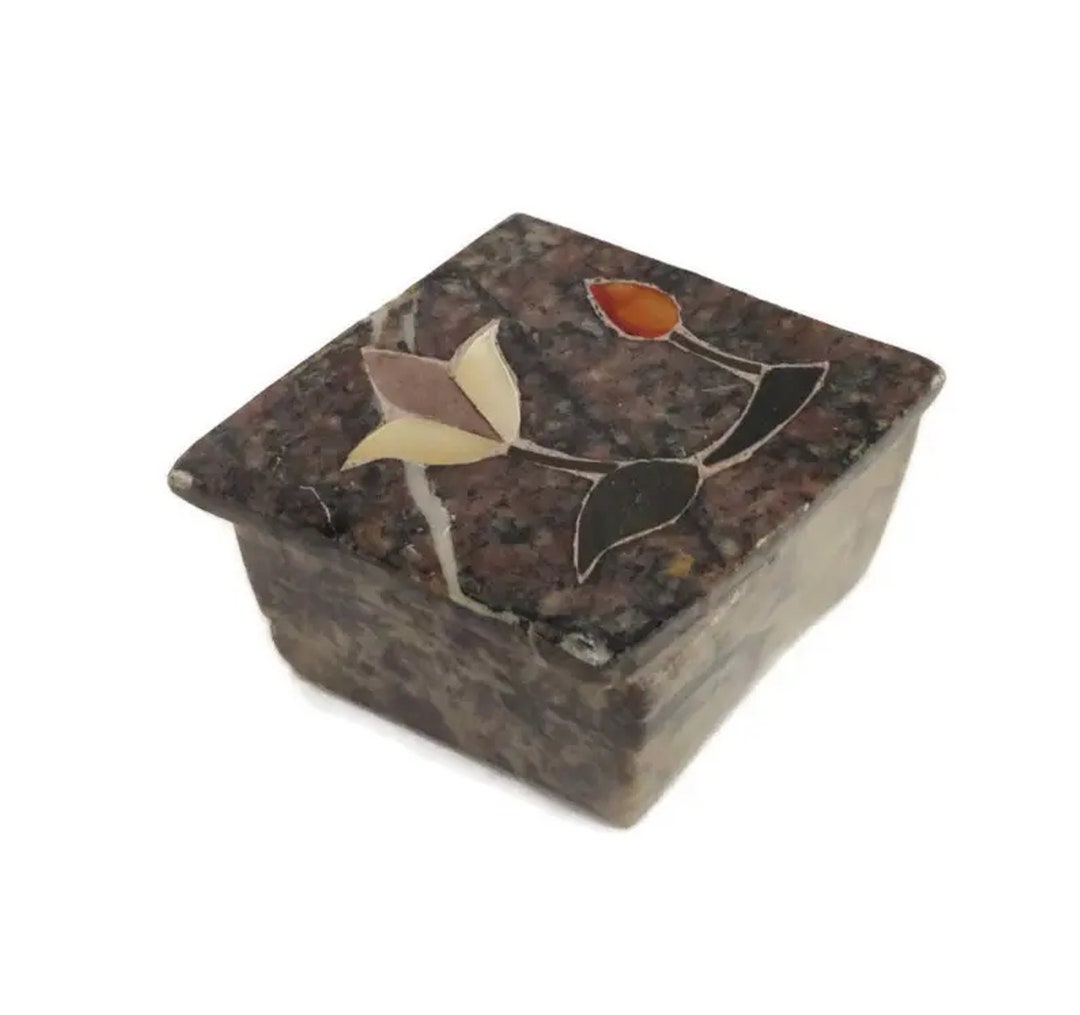 Vintage Marble Trinket Box Miniature Box With Mother of Pearl Inlay ...