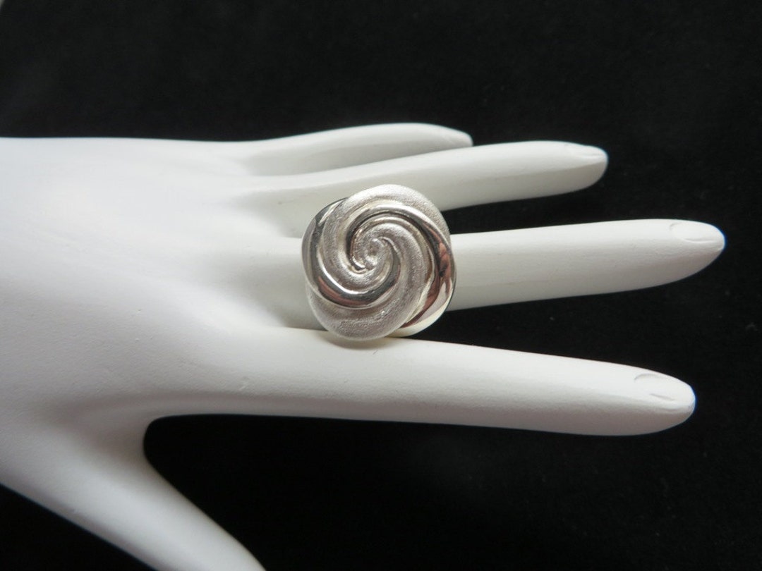 Sterling Silver Chunky Italian Ring Signed ITAOR Vintage Jewelry Size 5 ...