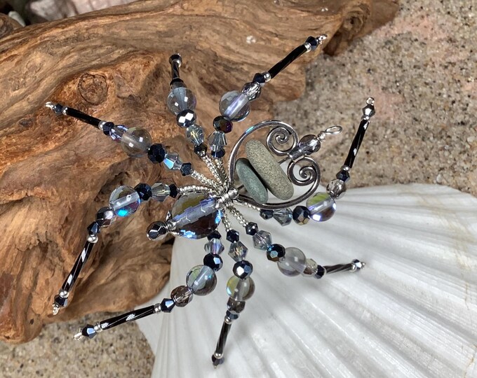 Beaded Cairn Christmas Spider Cape Cod Beach Stones Gray Mermaid Beads ...