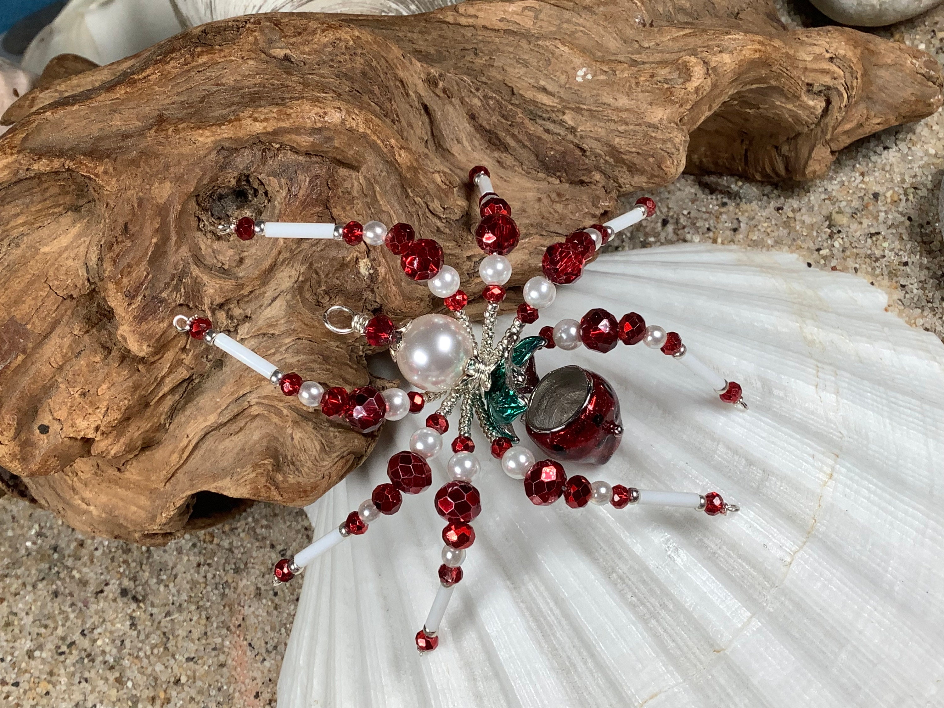 Red Strawberry Prayer Box Spider Ornament: Swarovski Pearl Christmas ...